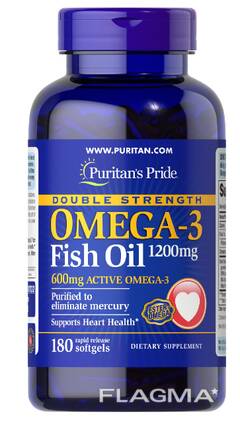 Омега-3 Puritans Pride Double Omega-3 Fish Oil 1200 мг 180 капс ...